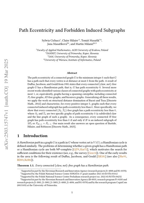 Pdf Path Eccentricity And Forbidden Induced Subgraphs