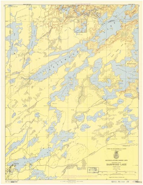 Basswood Lake Map 1964 Nautical Chart Print Etsy