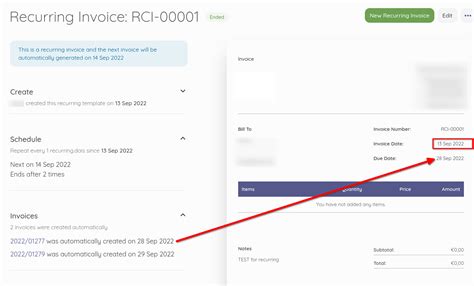 recurring invoices shown as created with due date instead of invoice