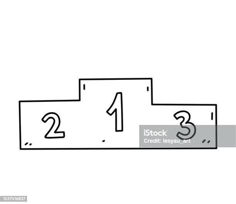 1위 2위 3위를 위한 우승자의 연단은 흰색 배경에 분리되어 있습니다 낙서 스타일의 벡터 손으로 그린 그림입니다 카드 로고 장식