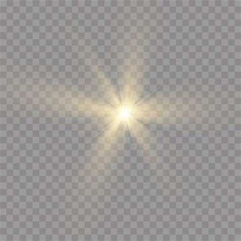 광채가있는 스타 버스트 밝은 별 투명한 배경에 노란색 빛나는 빛 버스트 노란 태양 광선 황금빛 조명 효과 광선으로