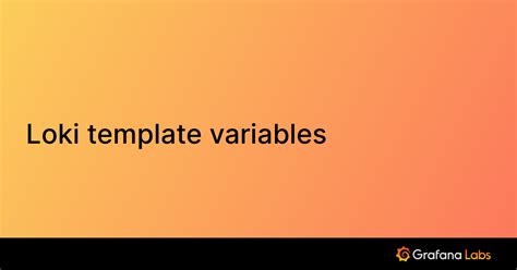 Loki Template Variables Grafana Documentation