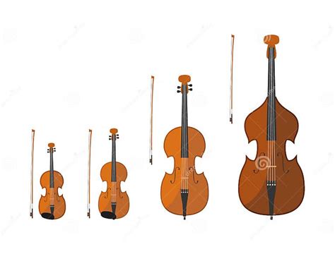 Set Of String Instruments Playing By Bowing The Strings Stock Vector Illustration Of Double