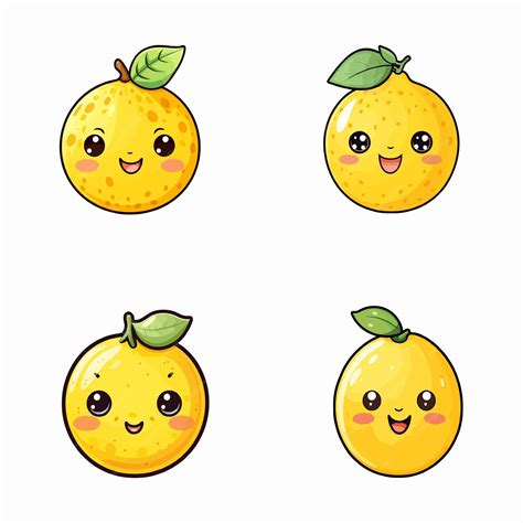 Premium Vector Set Of Happy Cute Lemons Watercolor Illustrations