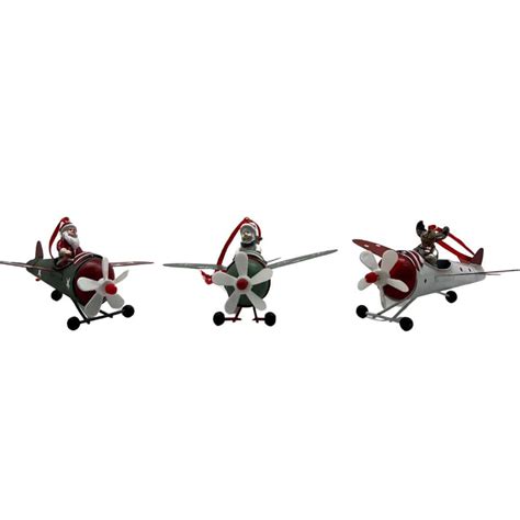 Plane Metal Hanging Decoration 3 Assorted Christmas Presence