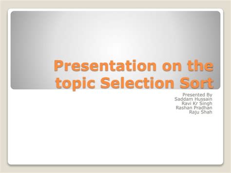 Insertion Sort Algorithm Power Point Presentation Pptx