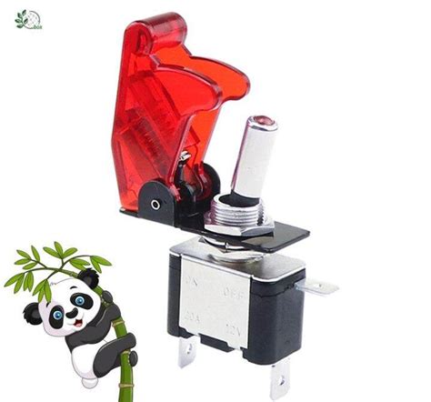 Red Illuminated Led Toggle Switch With Missile Style Flick Cover Car Dash 12v Lazada Ph