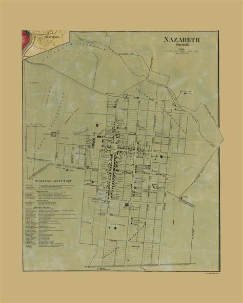 Nazareth Borough Pennsylvania 1860 Old Town Map Custom Print