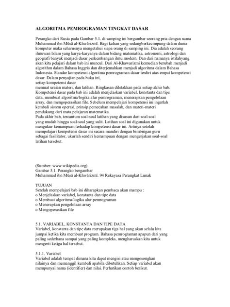 Pdf Algoritma Pemrograman Tingkat Dasar Dokumen Tips