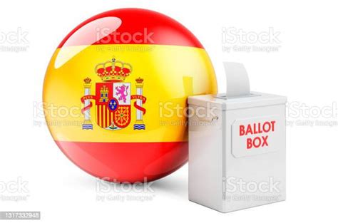 스페인 국기와 투표 함 스페인에서 선거 흰색 배경에서 격리된 3d 렌더링 Referendum에 대한 스톡 사진 및 기타 이미지 Referendum 금속의 기 Istock
