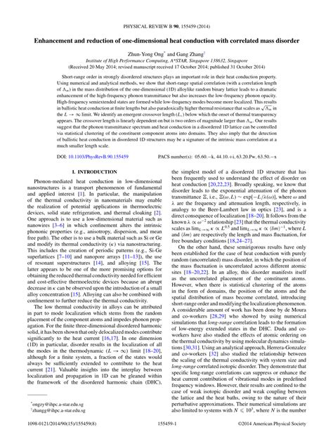 Pdf Ballistic Heat Conduction And Mass Disorder In One Dimension