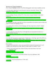 MLA In Text Citation Worksheet 1 Docx MLA In Text Citations Worksheet 1 Part 1 6 Pts