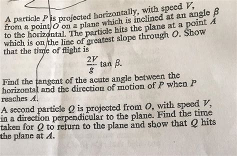 Solved A A Particle P Is Projected Horizontally With Speed Chegg