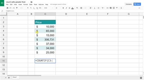 Google Sheets Greater Than Less Than Formula