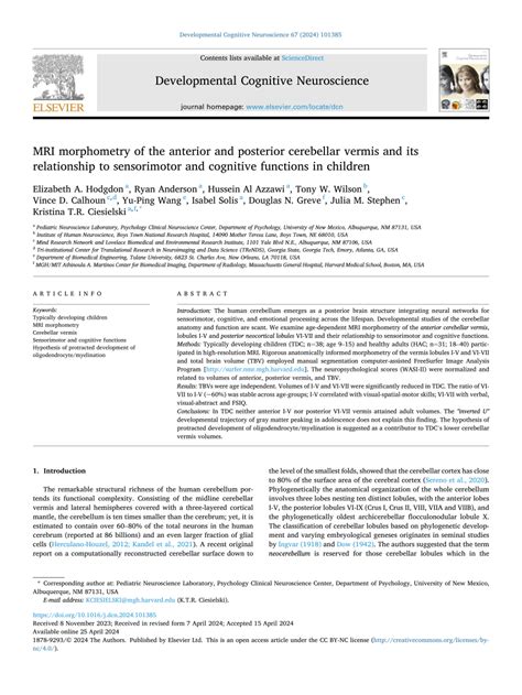 pdf mri morphometry of the anterior and posterior cerebellar vermis