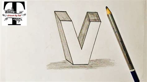 How To Draw A 3d Letter V ️ With Pencil How To Make 3d Letter V Drawing 3d Art Easy Youtube