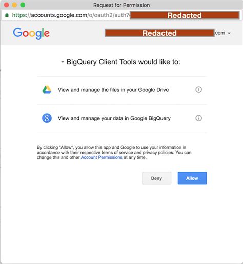 permissions correct way to grant bigquery client tools access for