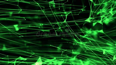 Abstract Plexus Atom Connections Through Thread With Particles Green Stock Illustration