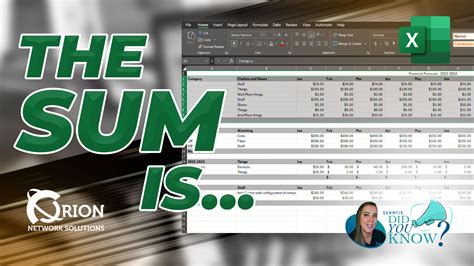 how to auto sum in microsoft excel orion networks
