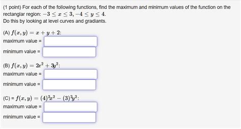 Solved Point For Each Of The Following Functions Find The Maximum
