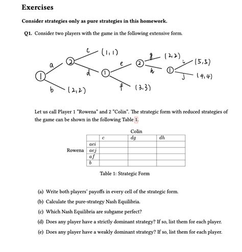 Solved Exercises Consider Strategies Only As Pure Strategies Chegg