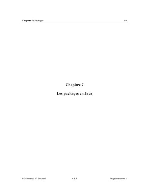 Chapitre 7 Les Packages En Java