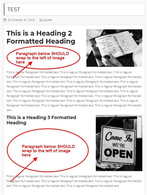 heading text doesn t wordwrap around images evision themes