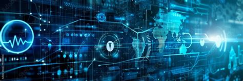 A Digital Landscape With A World Map Security Symbols And Data Flowing Representing Global