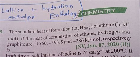 Lattice Hydration Enthalpy Pnthalpy Chemistry5 The Standard Heat Of F