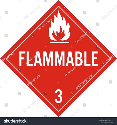 Flammable Class 3 Placard Safety Sign Stock Vector Royalty Free