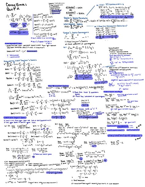 Quiz Notes Sheet Chapters Very BWOUS Htaywissen And Limits Ex