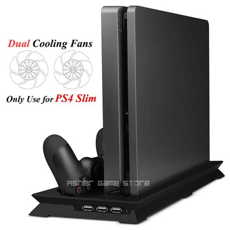 ps4 슬림 콘솔 수직 스탠드 2 컨트롤러 충전기 2 쿨러 팬 소니 플레이스테이션 4 플레이스테이션용 ps 4 게임 액세서리