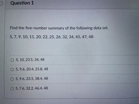 solved question 1 find the five number summary of the