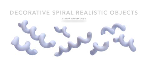 premium vector set of realistic decorative spiral objects isolated on white background vector