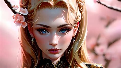 Fond d écran Stable Diffusion 4k ai art femmes blond yeux bleus