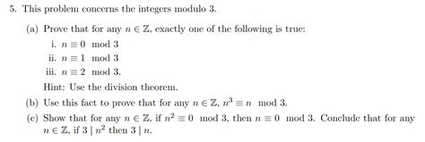 solved 5 ﻿this problem concerns the integers modulo 3 a