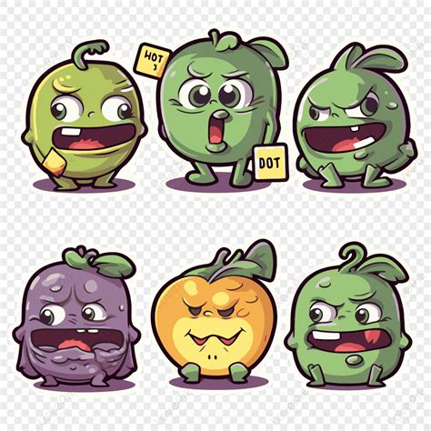 네 만화 과일 스티커 벡터상표 Png 일러스트 무료 다운로드 Lovepik