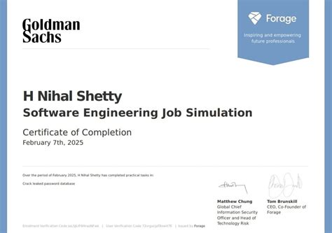 Softwareengineering Cybersecurity Goldmansachs Forage Learning… H Nihal Shetty