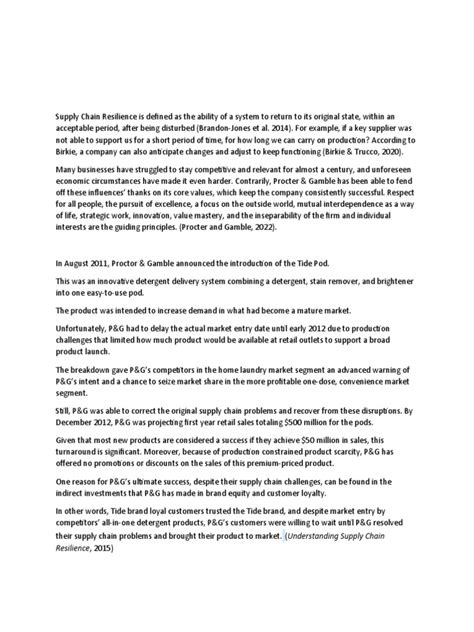 Global Supply Chain Resilience Part2 Pdf Supply Chain Procter