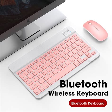 Bluetooth Pink Keyboard Mouse Combo Set For IPad S Grandado