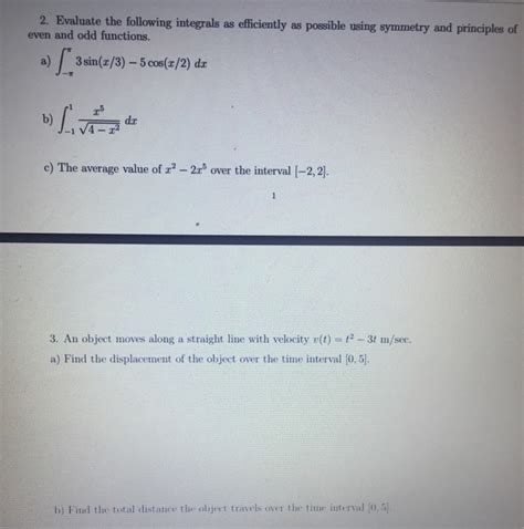 solved 1 evaluate the following integrals using the basic