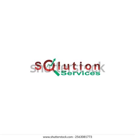Solution Services Logo Red Green Magnifying Stock Vector Royalty Free