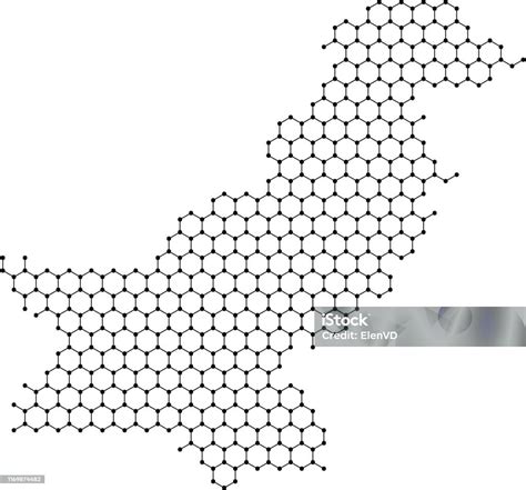 추상적 인 미래 육각 형 모양 라인 포인트 블랙에서 파키스탄지도 벌집 또는 분자 구조의 형태로 벡터 그림입니다 0명에 대한 스톡 벡터 아트 및 기타 이미지 Istock