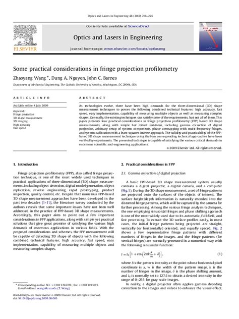 Pdf Some Practical Considerations In Fringe Projection Profilometry
