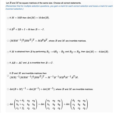 Solved Let B And M Be Square Matrices Of The Same Size Chegg