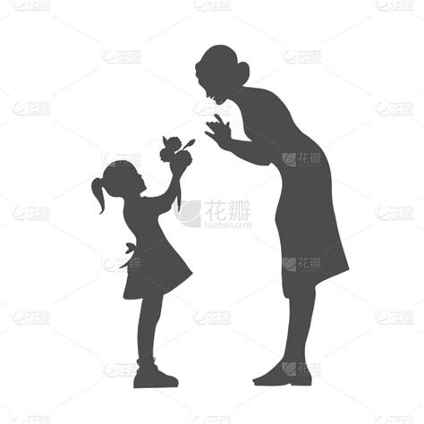 手绘母女母亲节送花