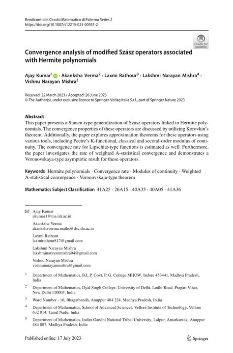 Pdf Convergence Analysis Of Modified Szasz Operators Associated With