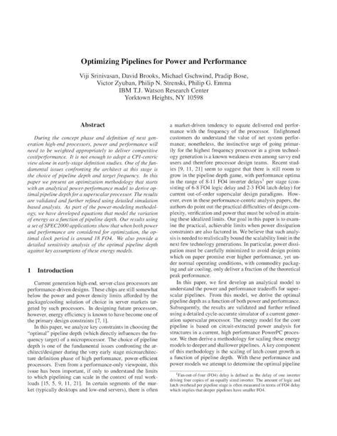 pdf optimizing pipelines for power and performance optimizing