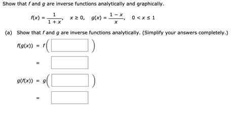 solved show that fand g are inverse functions analytically