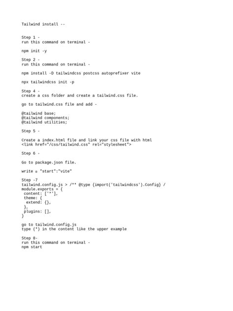 Tailwind Install Pdf
